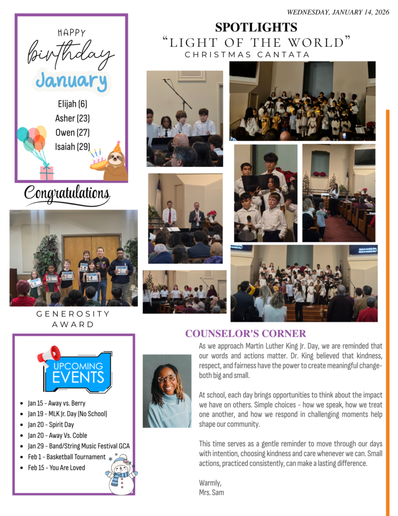 Gap Rap Newsletter 1.14.25 – Standifer Gap SDA School