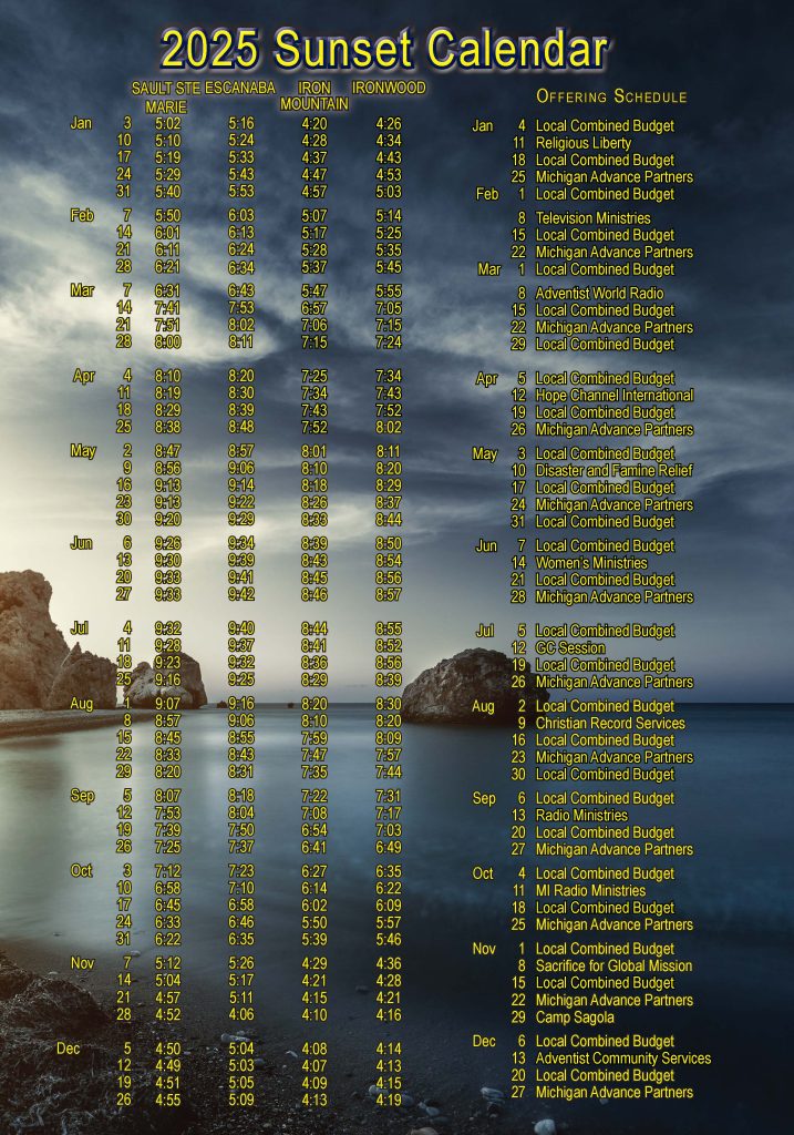 Sunset Calendar – Michigan Conference