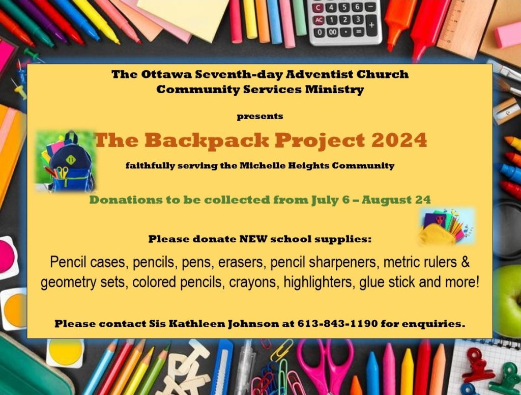 The Backpack Project 2024 – Ottawa Seventh-day Adventist Church