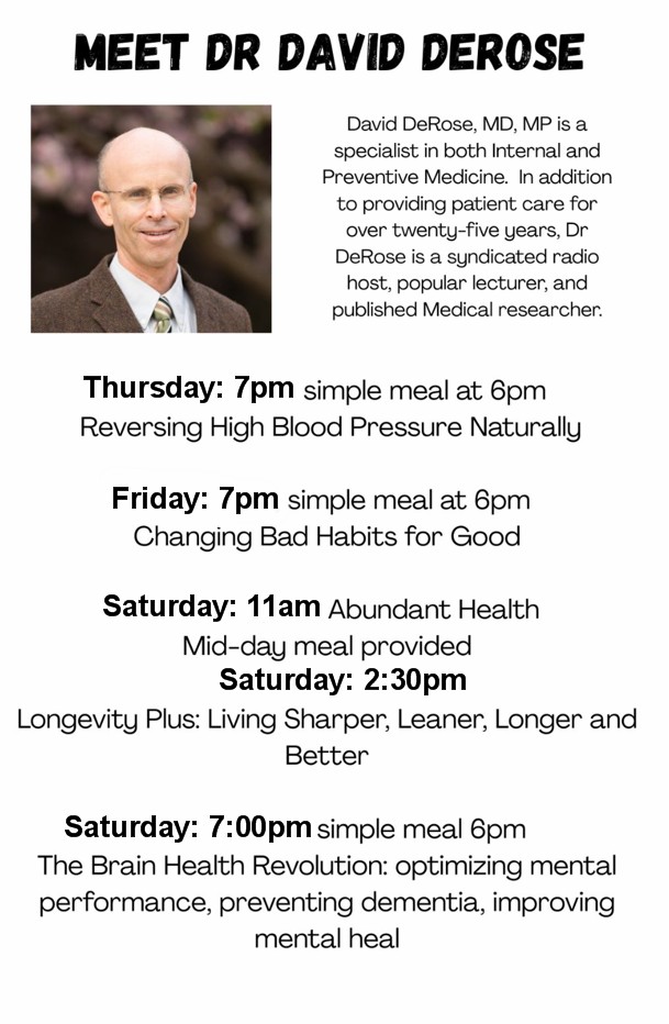 Dr DeRose Free Health Seminar – Better Life – Roseburg Seventh-day ...