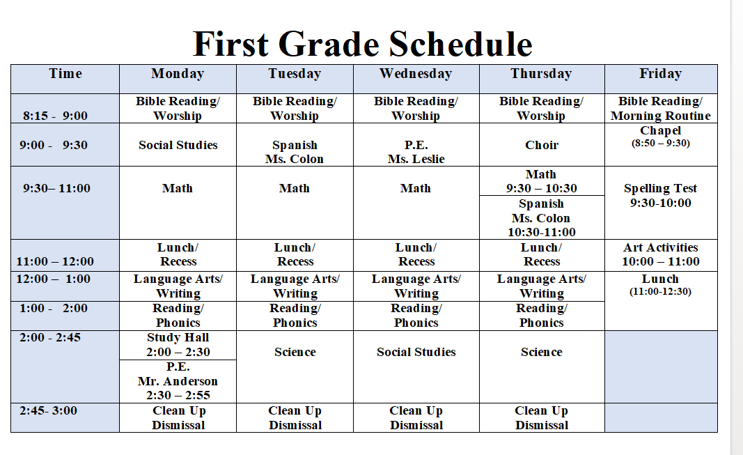 GRADE 1 – Oakview Preparatory School